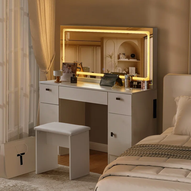 Taupe Dressing Table with Mirror - PH Furniture | Buy Furniture Online